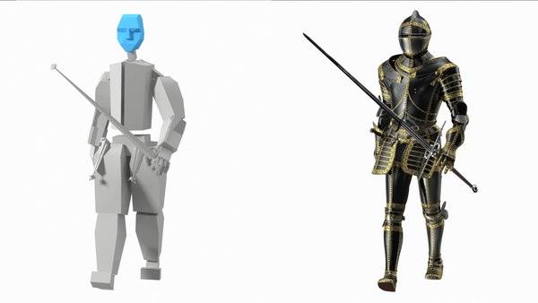 3D model Medieval Knight Black Gold Full Armor Rigged - TurboSquid 1828182