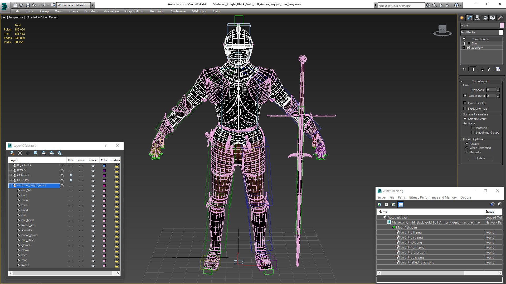 3D Model Medieval Knight Black Gold Full Armor Rigged - TurboSquid 1828182