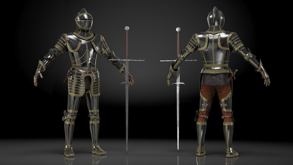 Medieval Knight Black Gold Full Armor Rigged Modelo 3D - TurboSquid 1828182
