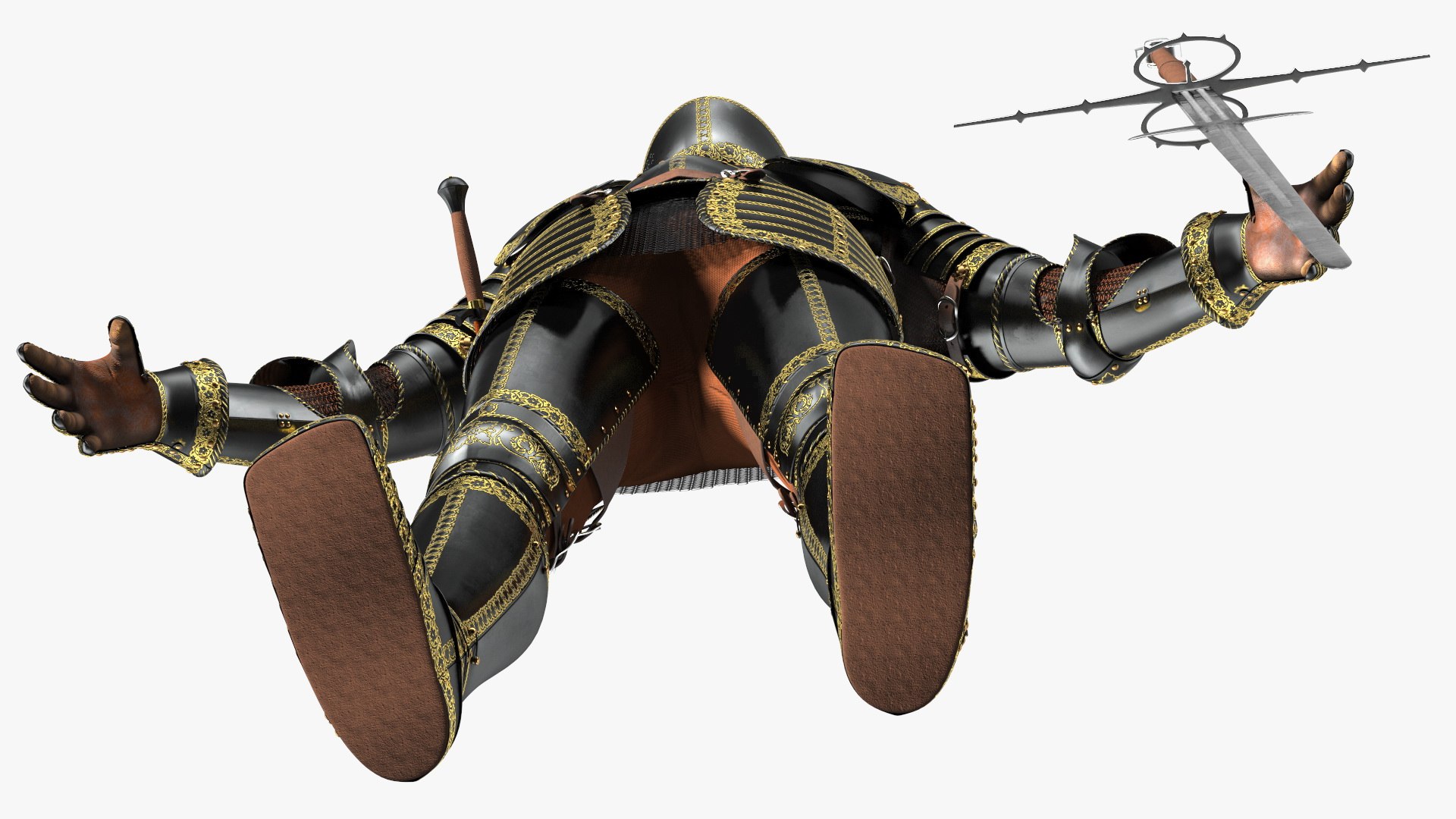 3D Model Medieval Knight Black Gold Full Armor Rigged - TurboSquid 1828182