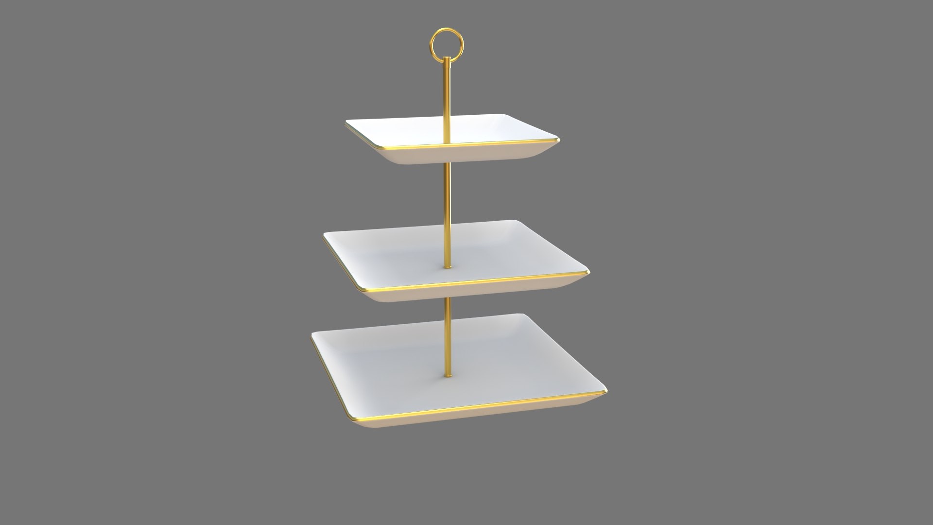 Black Square Plate Stand White Plastic Golden 3D Model - TurboSquid 2347019