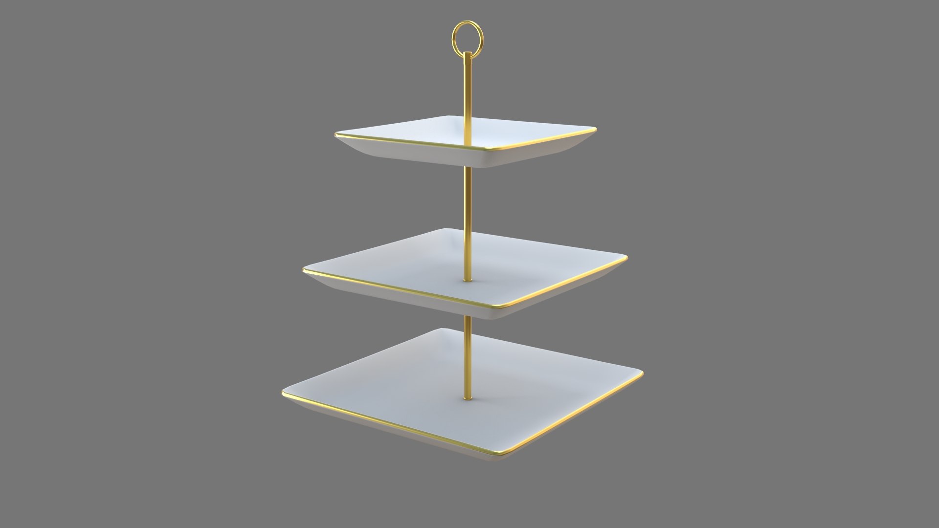 Black Square Plate Stand White Plastic Golden 3D Model - TurboSquid 2347019