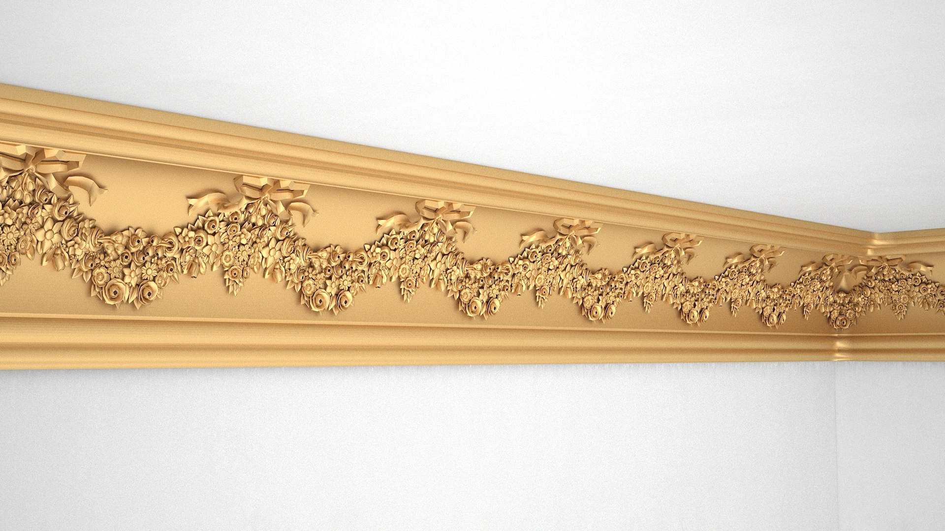 Antique Decor Cornice with Flowers Baroque Style model - TurboSquid 2102118