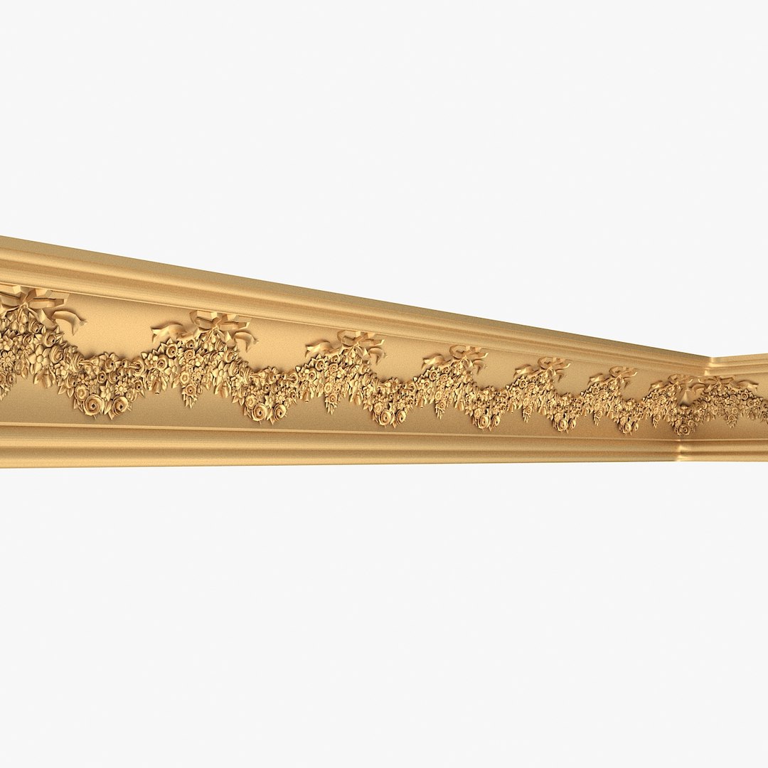Antique Decor Cornice with Flowers Baroque Style model - TurboSquid 2102118