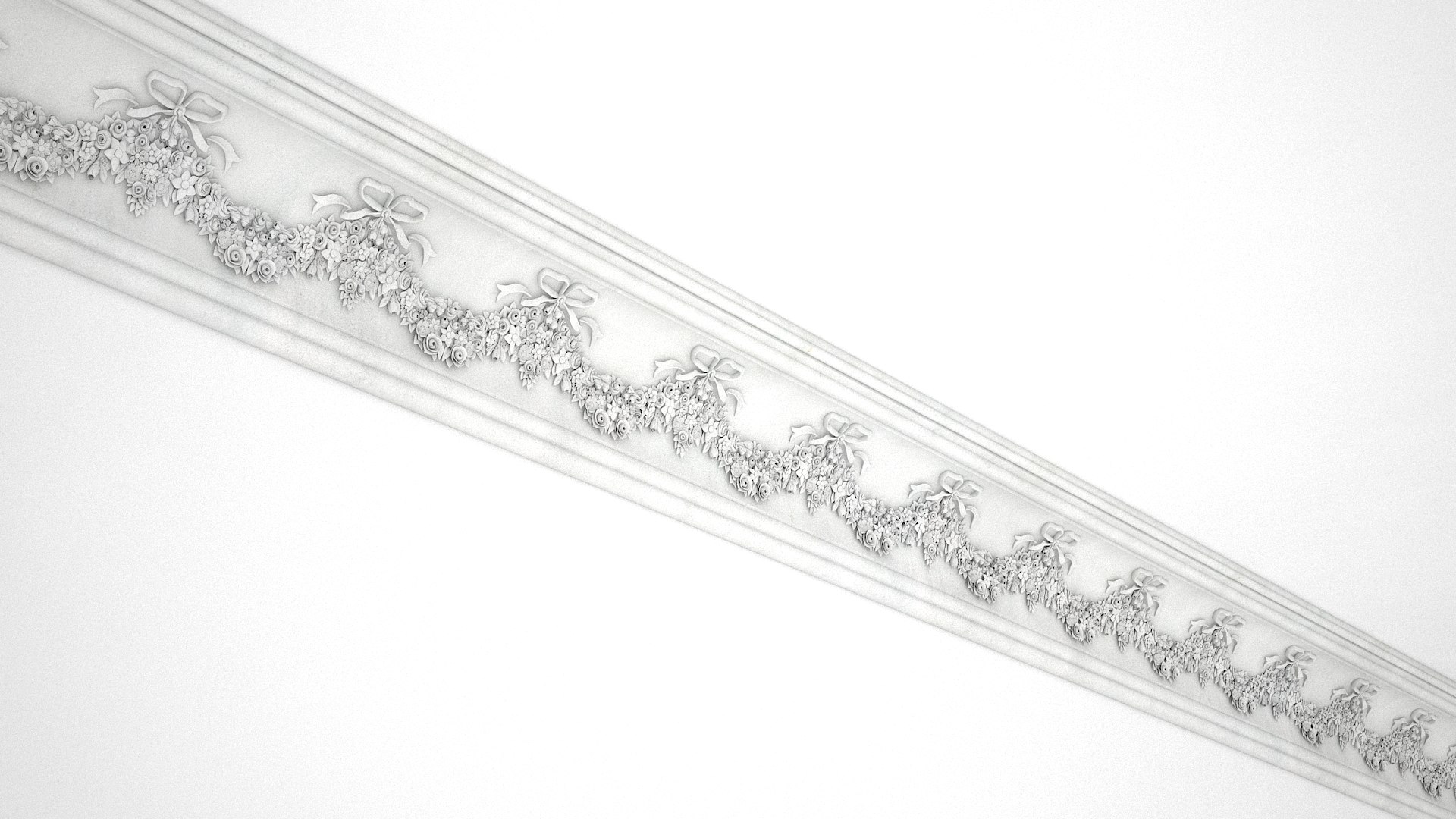 Antique Decor Cornice with Flowers Baroque Style model - TurboSquid 2102118