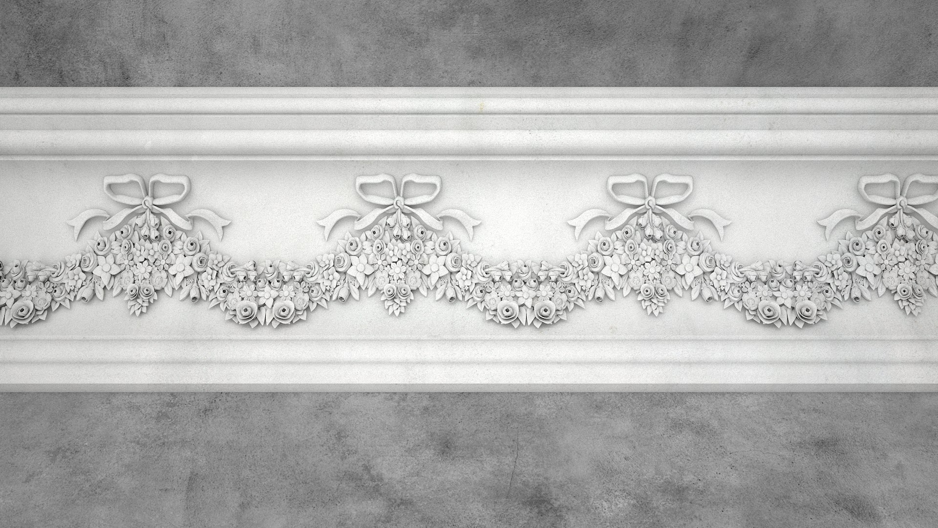Antique Decor Cornice with Flowers Baroque Style model - TurboSquid 2102118