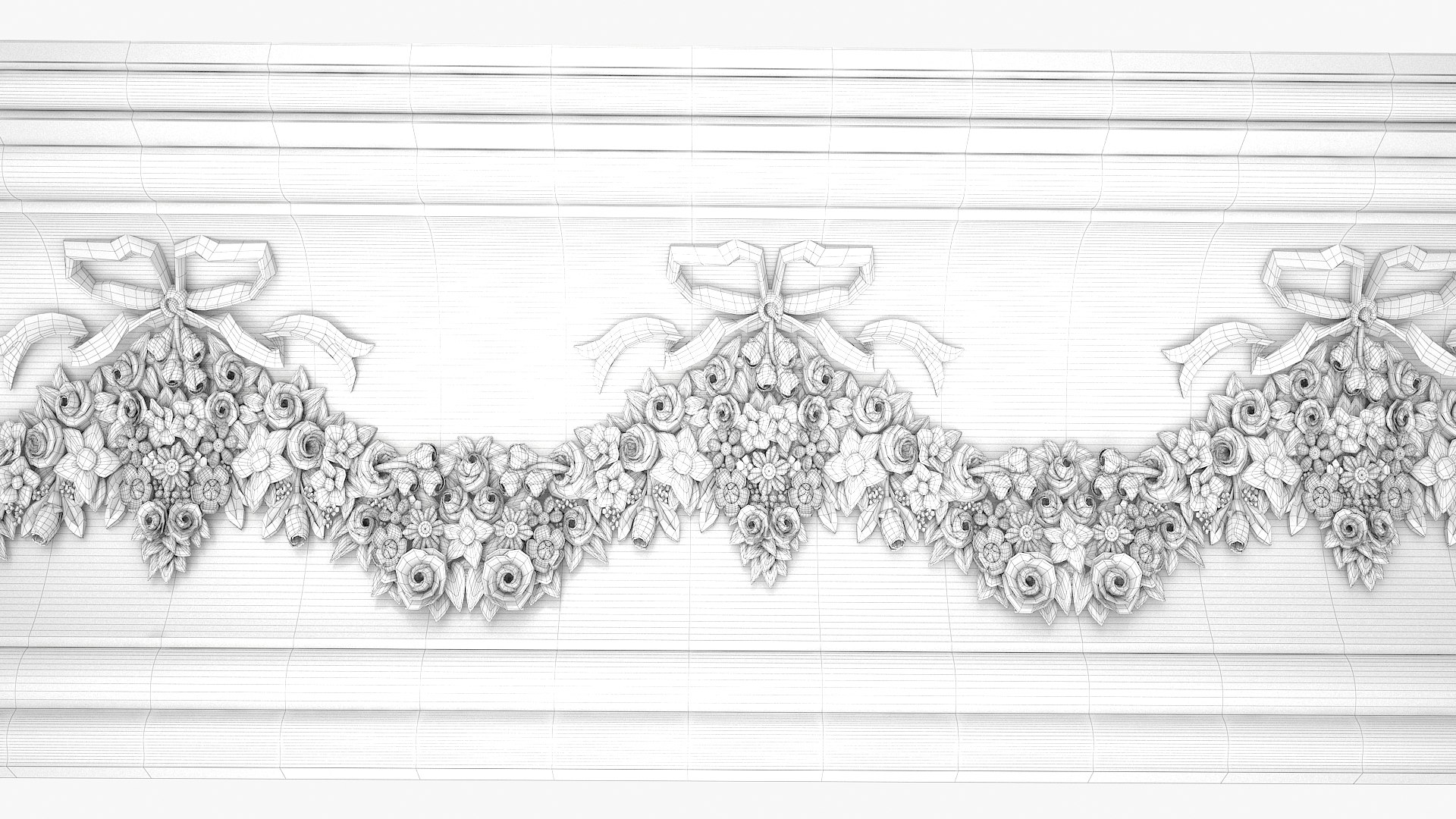 Antique Decor Cornice With Flowers Baroque Style Model - TurboSquid 2102118