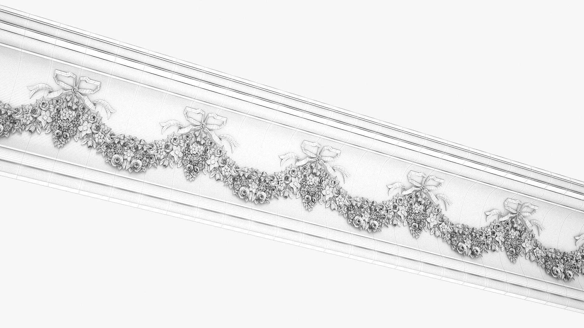 Antique Decor Cornice with Flowers Baroque Style model - TurboSquid 2102118