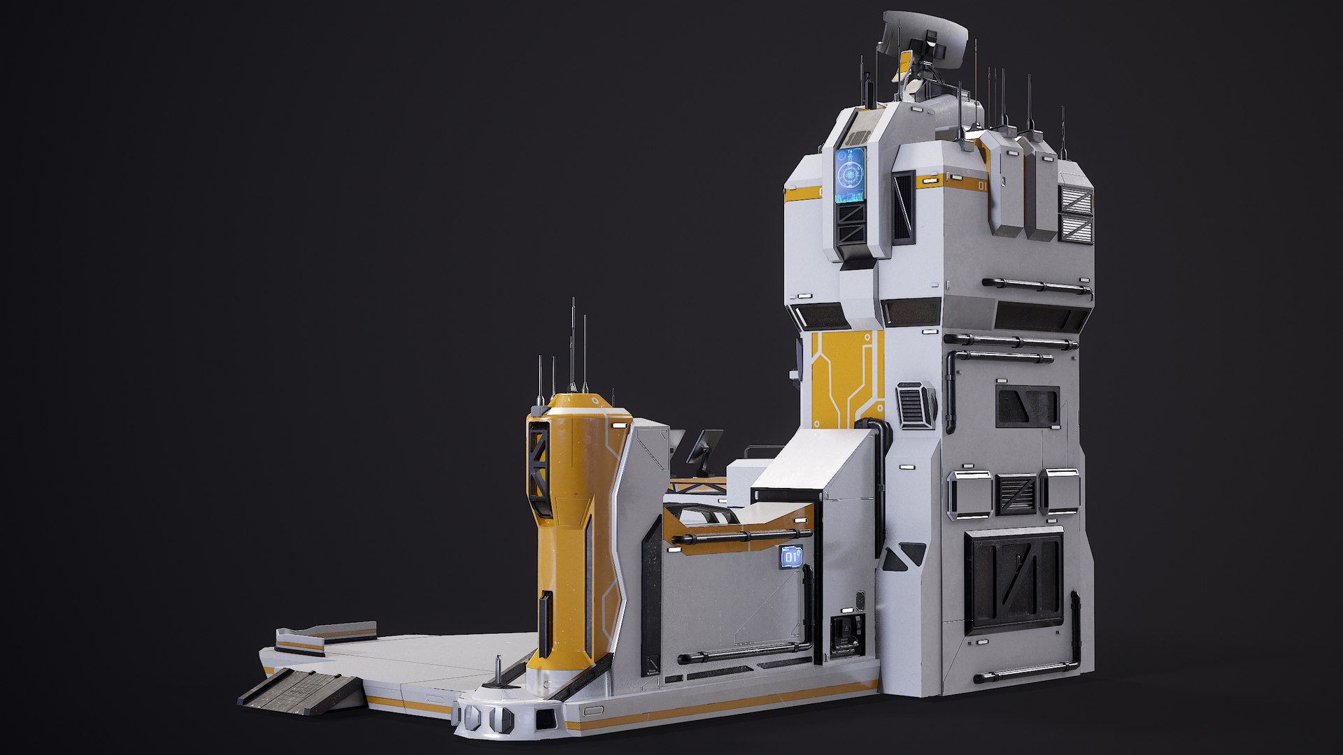 3D Sci-Fi Futuristic Command Center 02 PBR model - TurboSquid 1792962