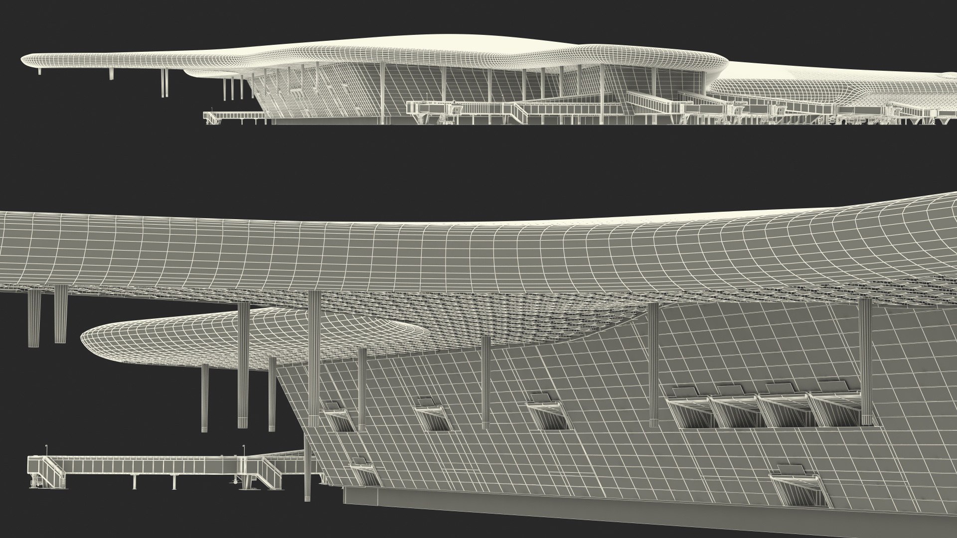 3D terminal international airport model - TurboSquid 1476340