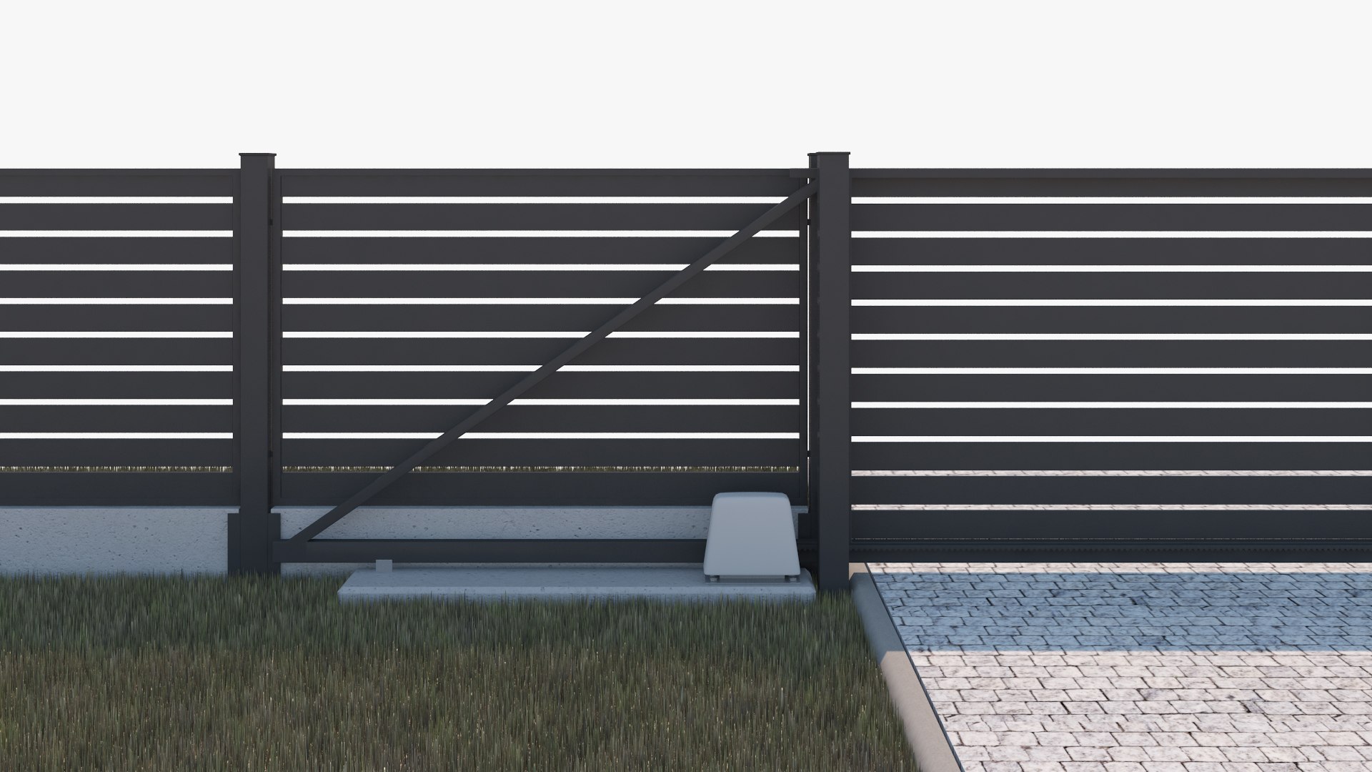 3D Sliding Gate With Horizontal Panels Model - TurboSquid 2073613