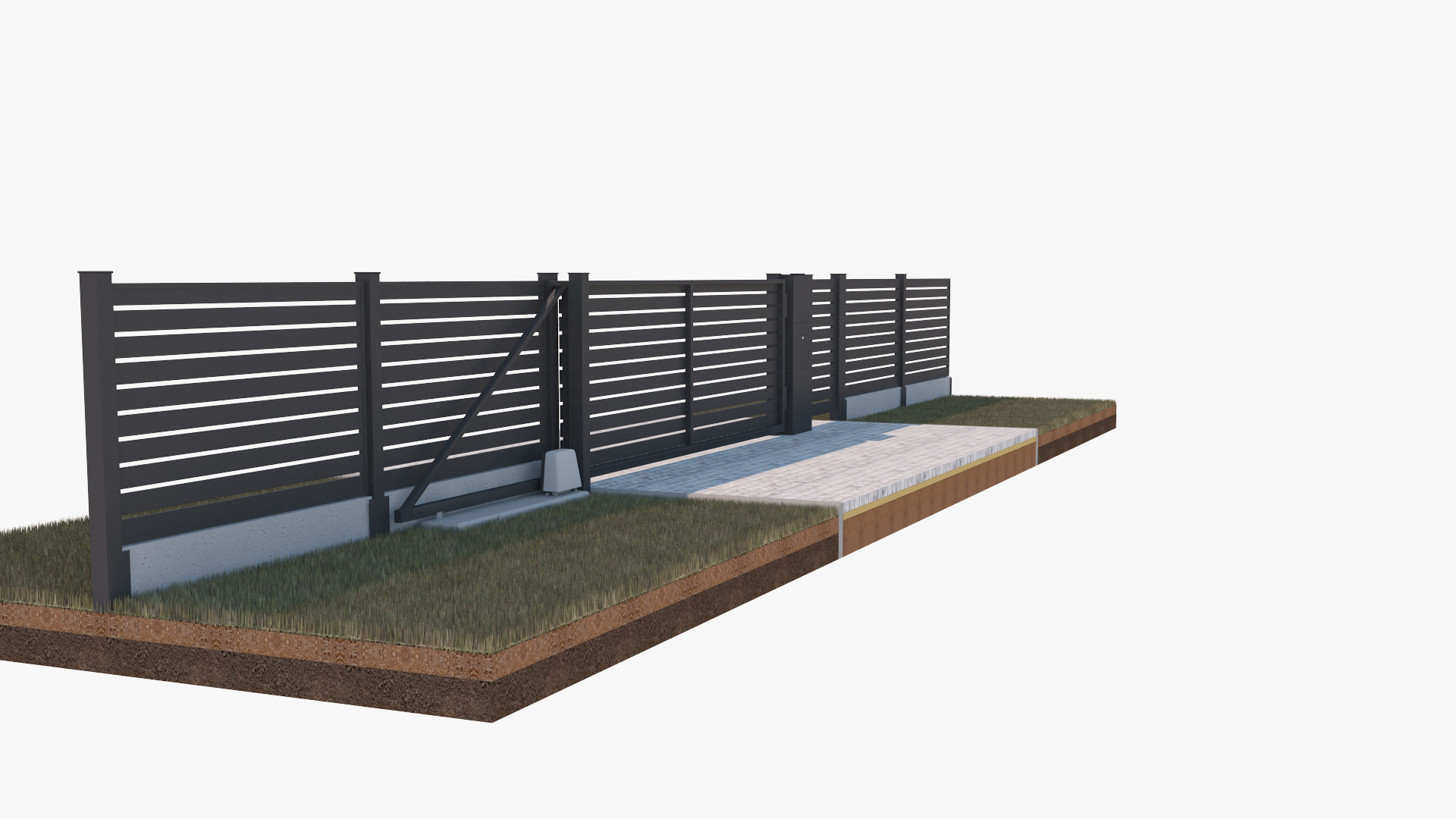 3D Sliding Gate With Horizontal Panels Model - TurboSquid 2073613