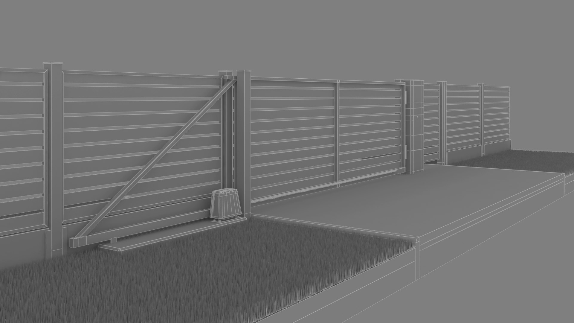 3D Sliding Gate With Horizontal Panels Model - TurboSquid 2073613