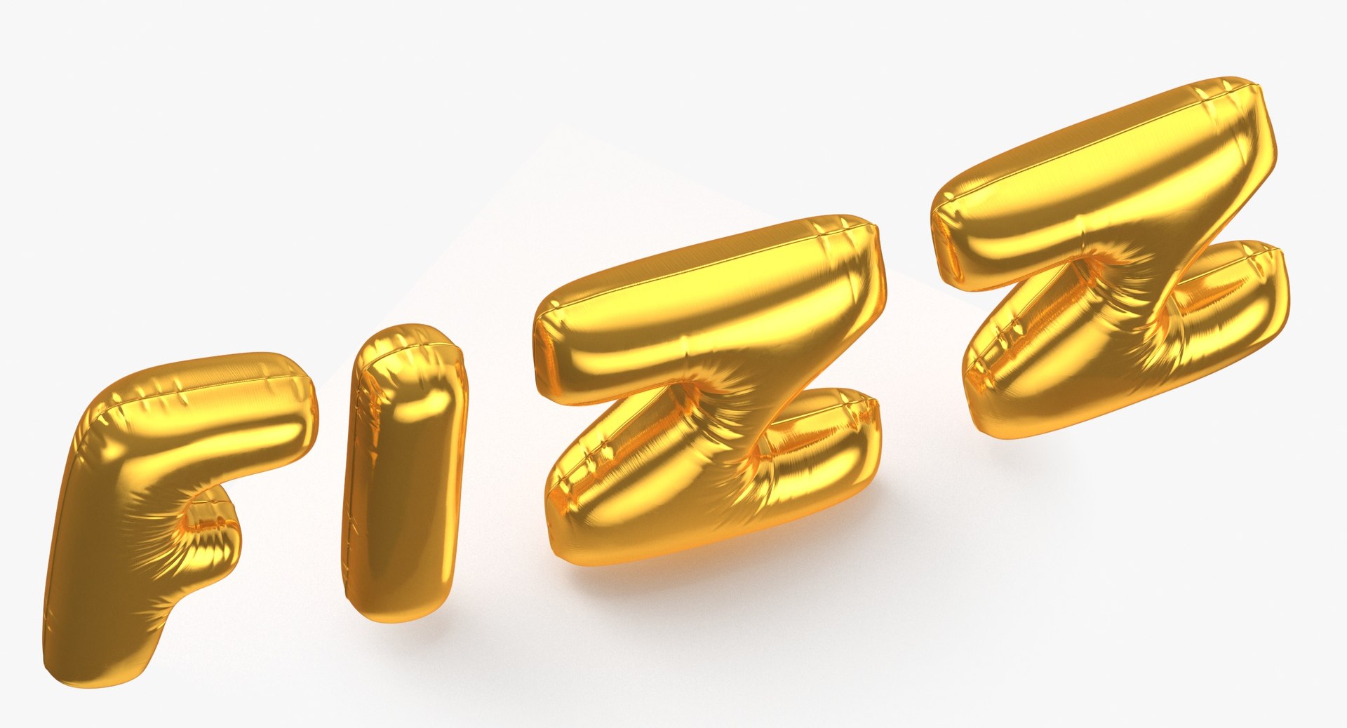 3D Foil Baloon Words FIZZ Gold model - TurboSquid 1738889