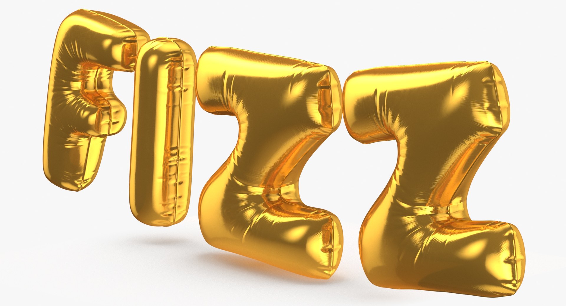 3D Foil Baloon Words FIZZ Gold model - TurboSquid 1738889