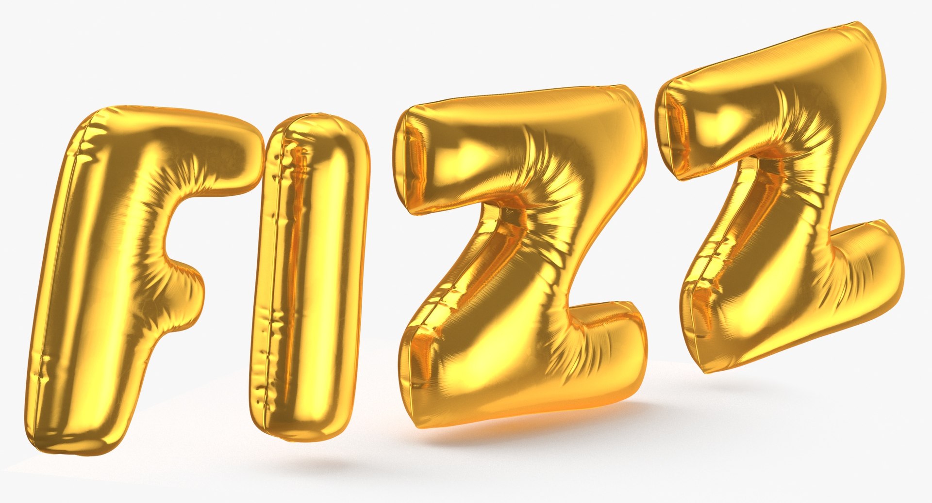 3D Foil Baloon Words FIZZ Gold model - TurboSquid 1738889