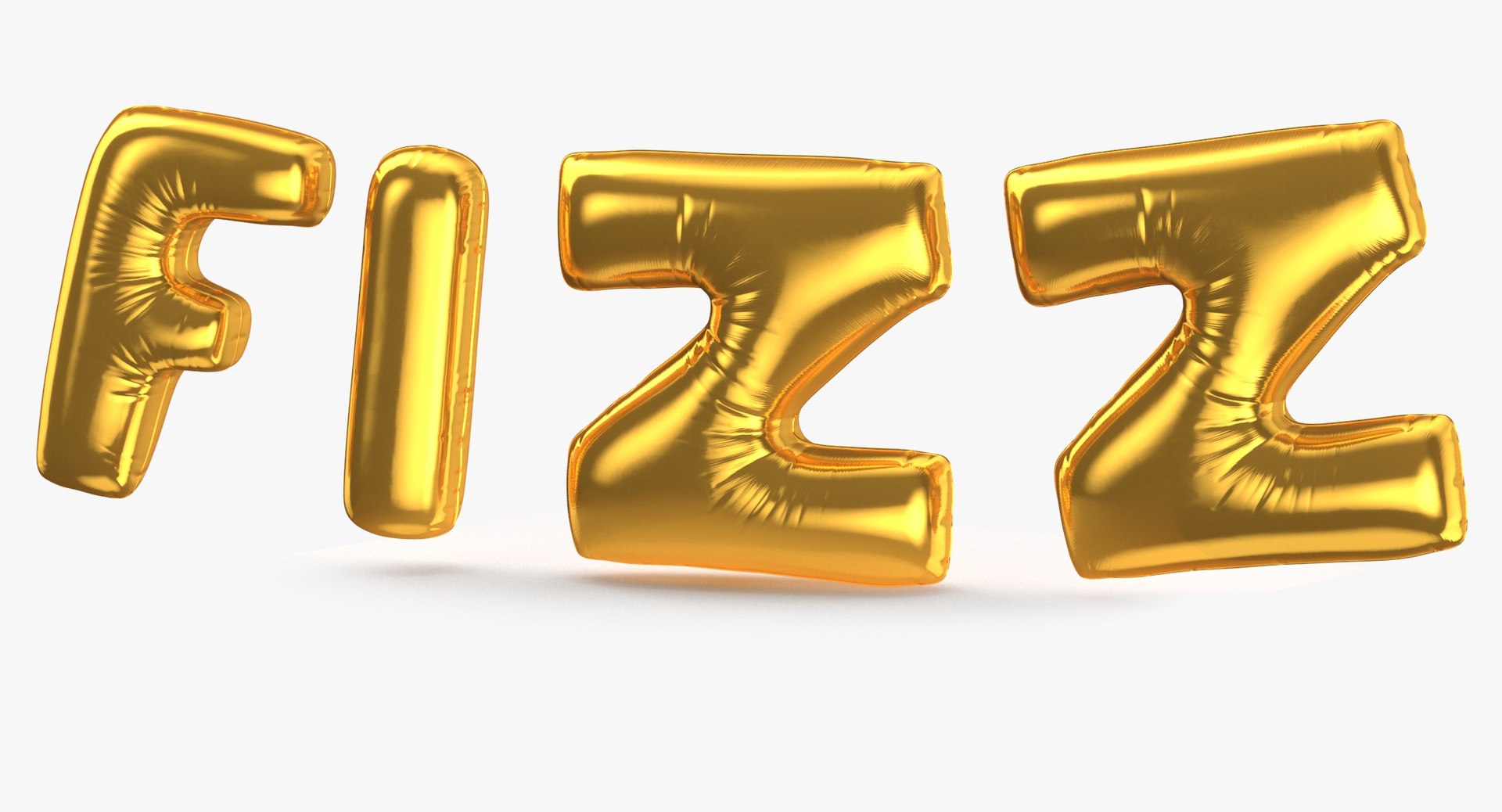 3D Foil Baloon Words FIZZ Gold model - TurboSquid 1738889