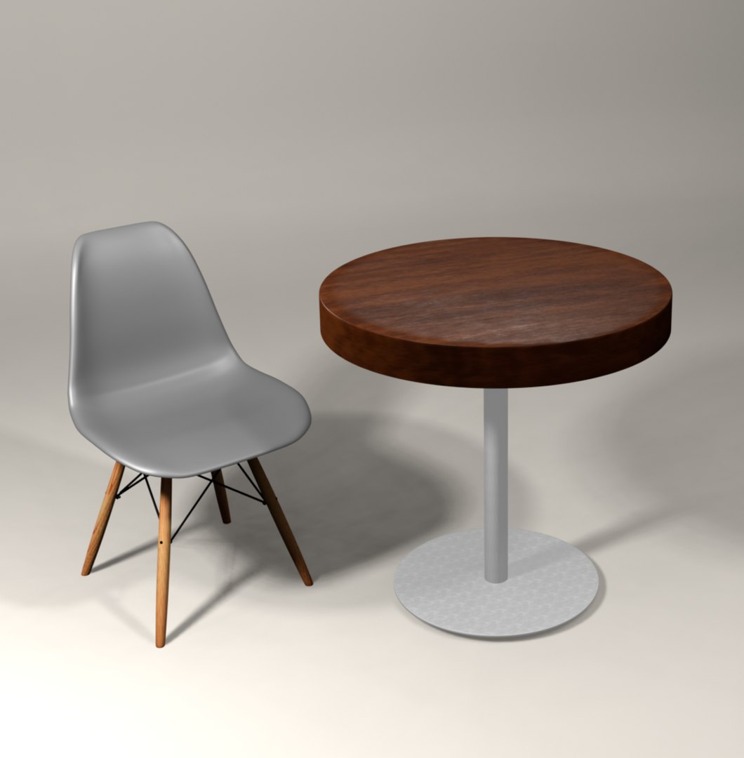 Eames Chair Grey With Table 3D Model - TurboSquid 2065493
