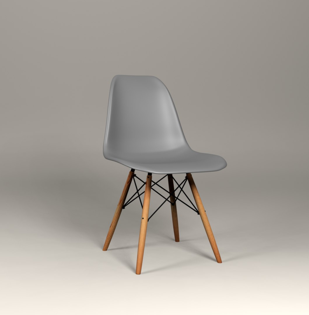 Eames Chair Grey With Table 3D Model - TurboSquid 2065493