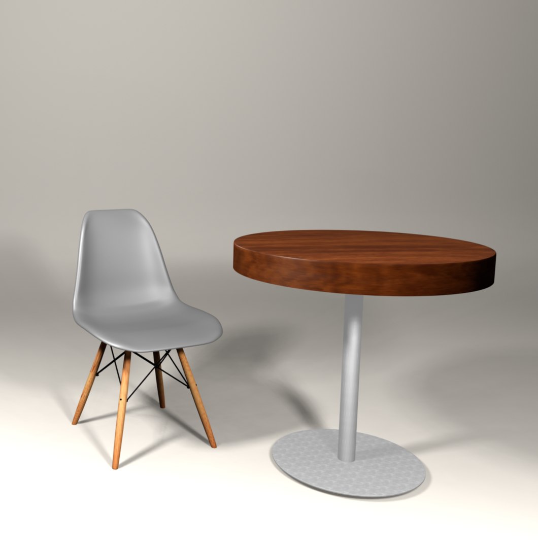 Eames Chair Grey With Table 3D Model - TurboSquid 2065493