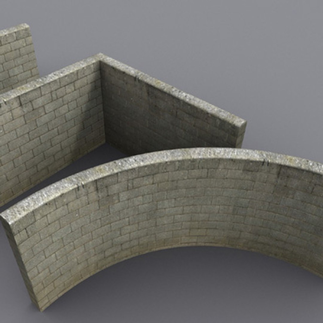 Weathered Block Wall 3d Model