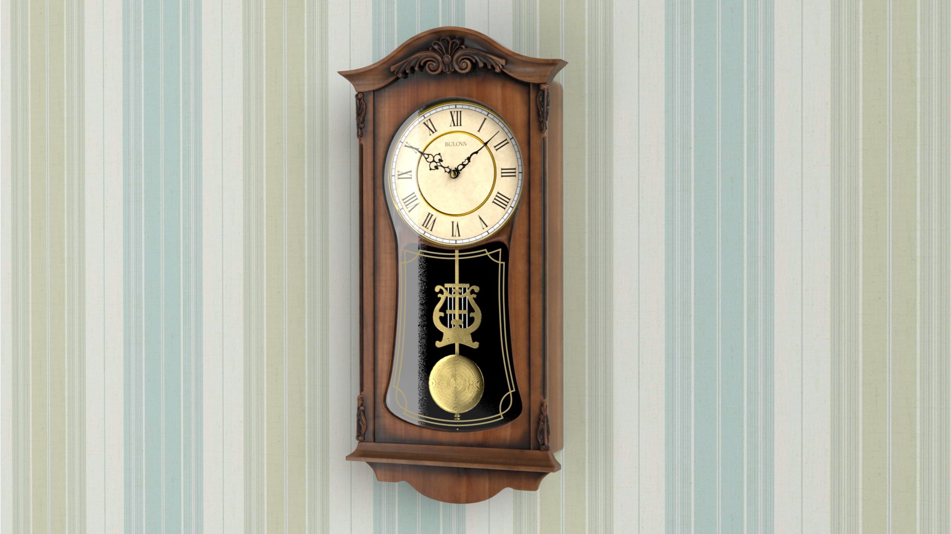 Bulova Pendulum Wall Clock Model - TurboSquid 1511589