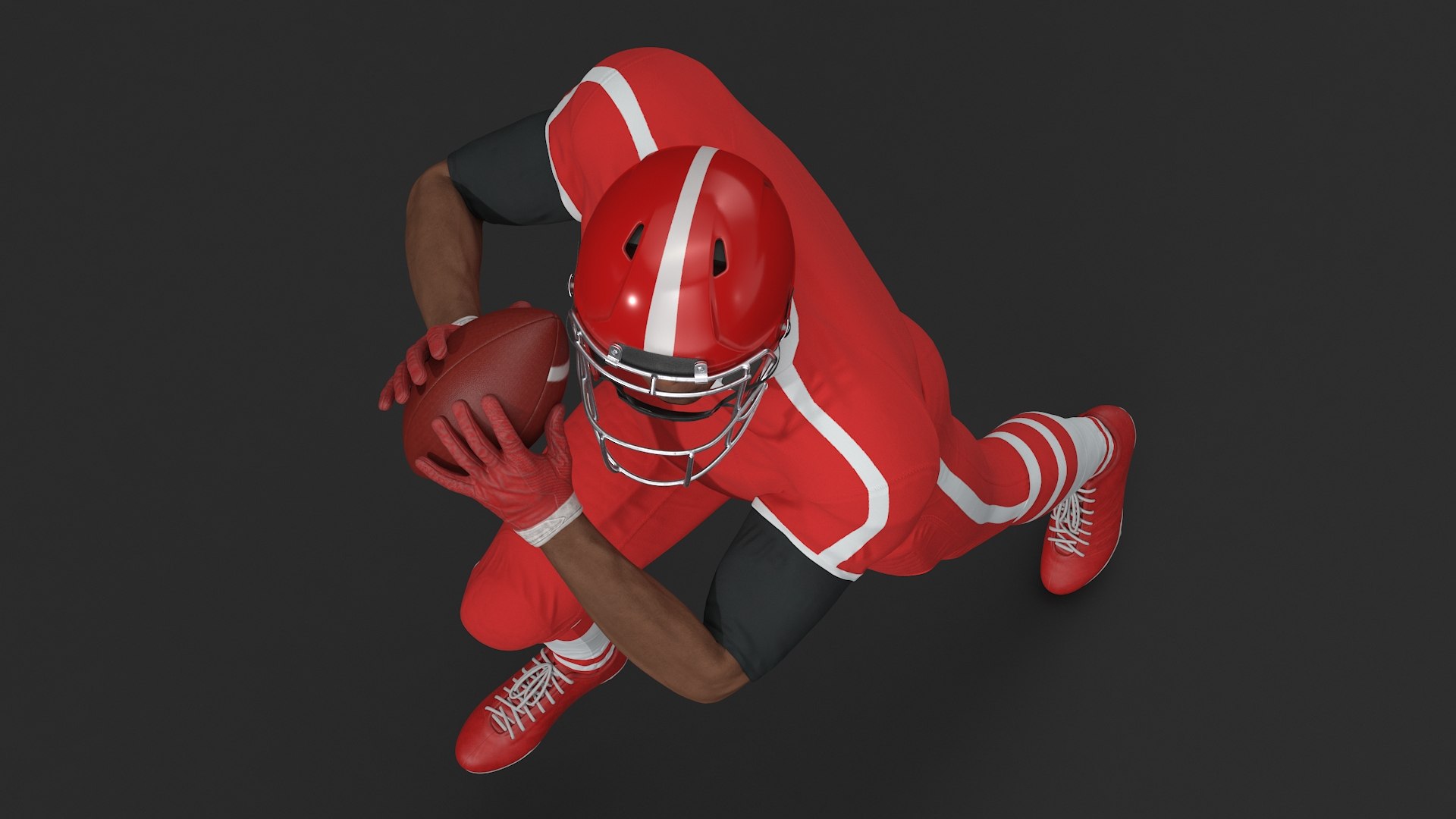 3D Black Man American Football Player Red Uniform Running The Ball ...