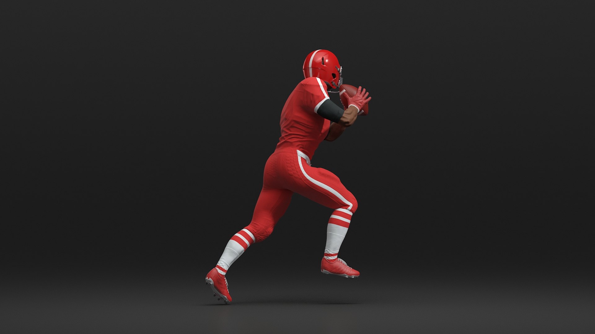 3D Black Man American Football Player Red Uniform Running The Ball ...