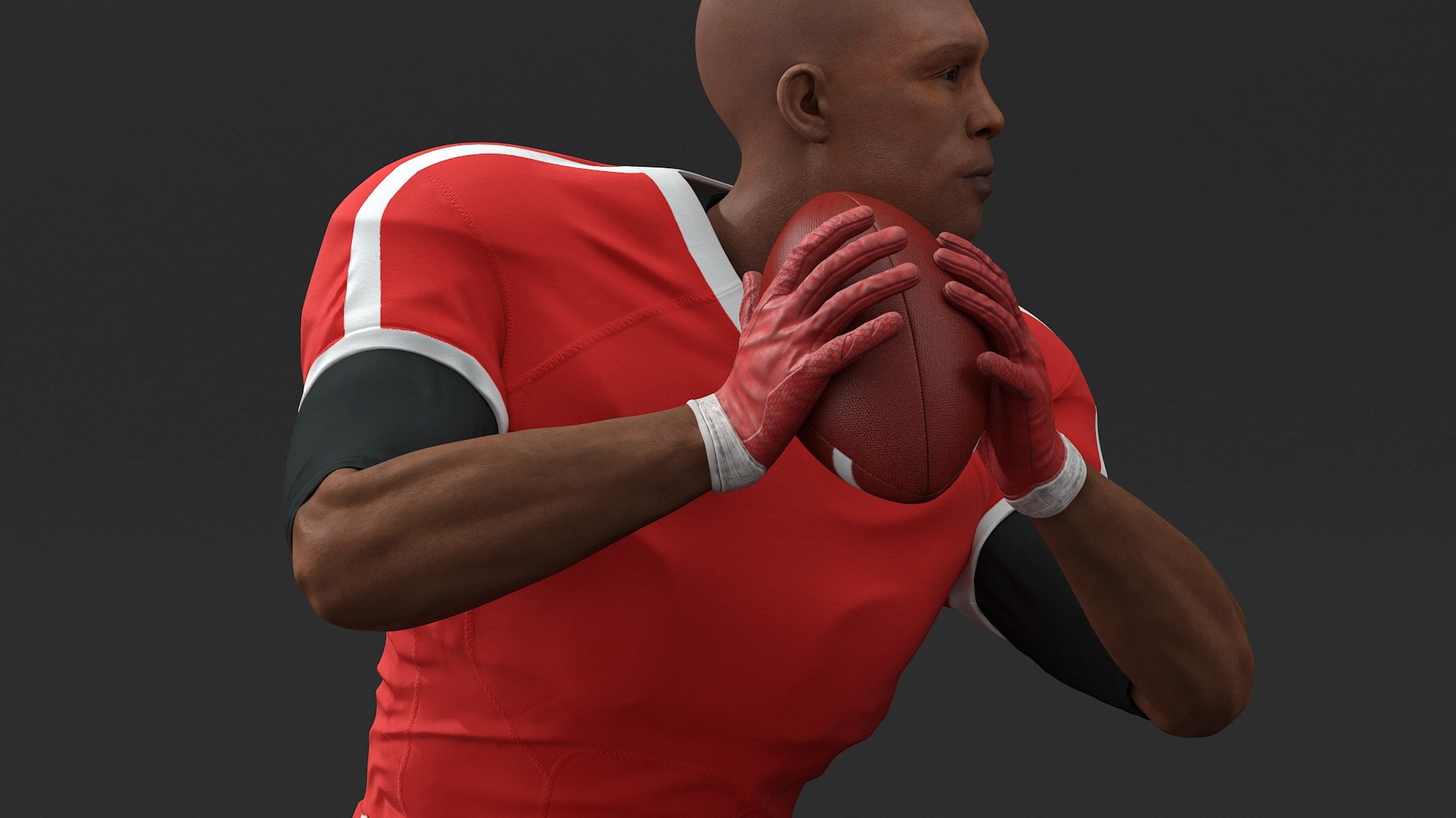 3D Black Man American Football Player Red Uniform Running The Ball ...