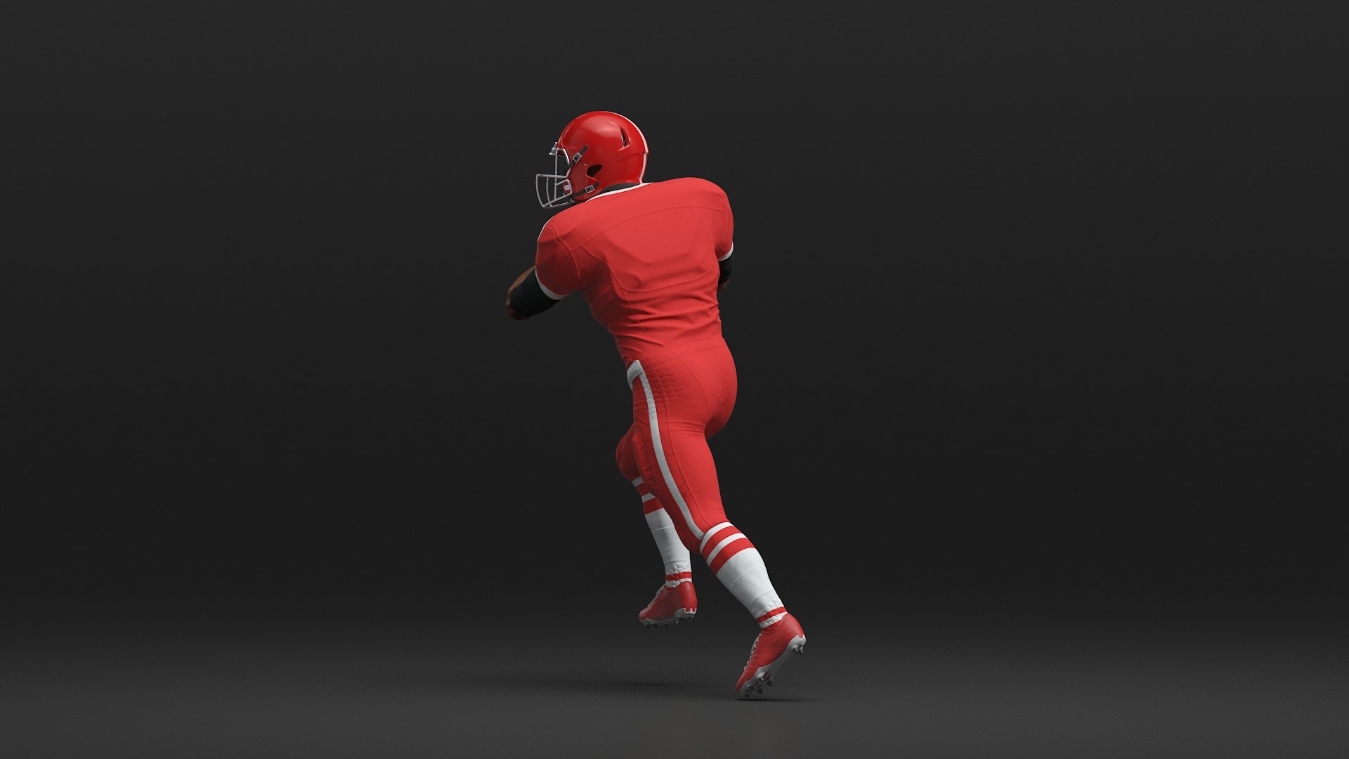 3D Black Man American Football Player Red Uniform Running The Ball ...
