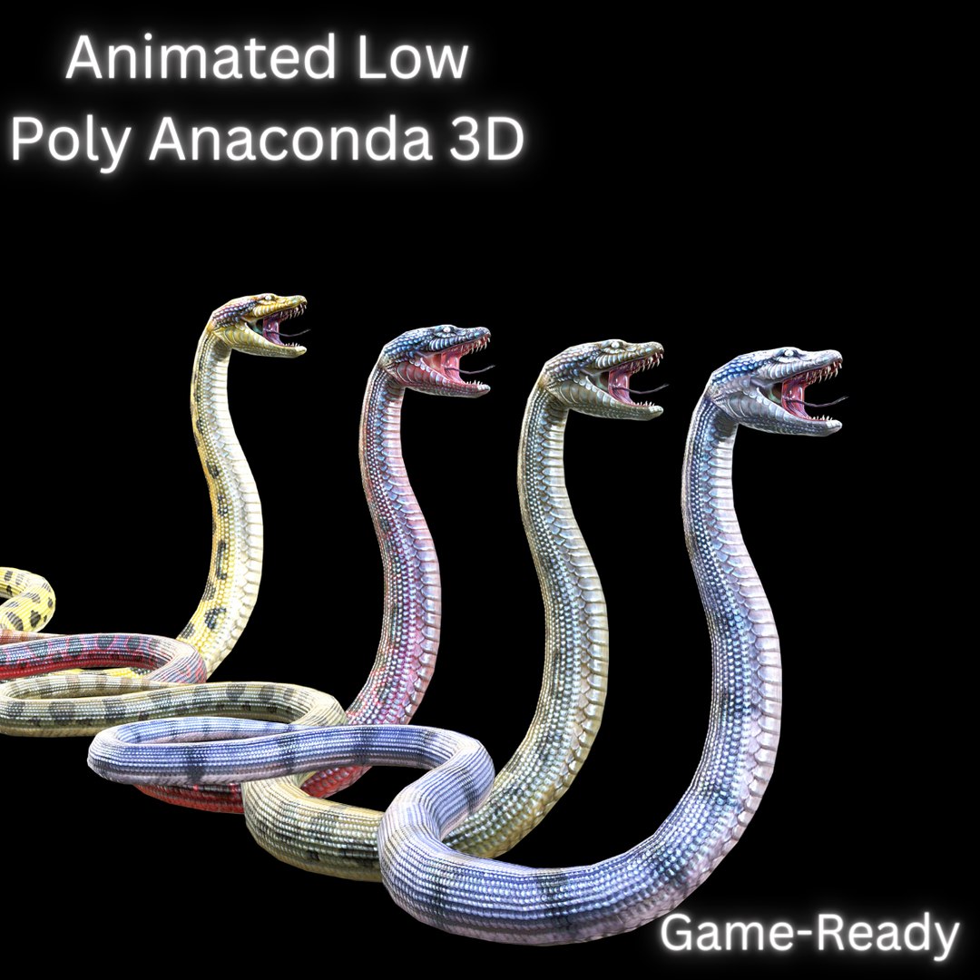 3D Low Poly Anaconda 3D Animal - Ready For Games 19 Animations ...