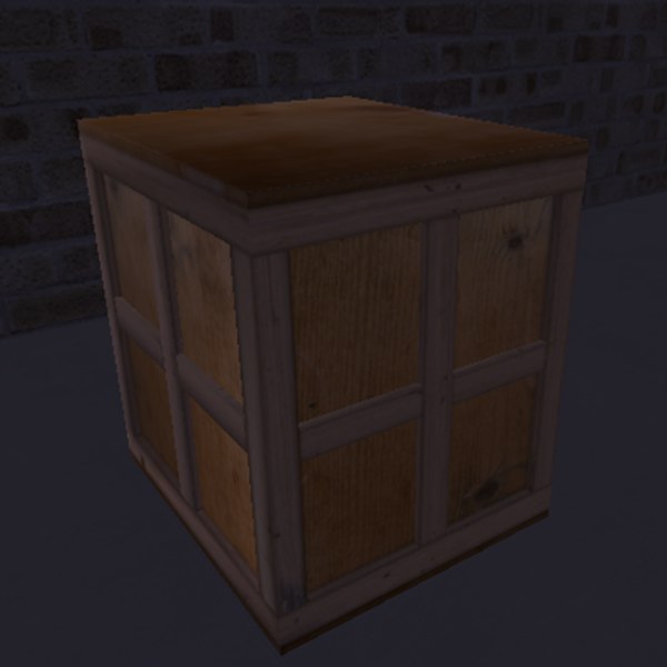 low-poly wood crate shipping 3d model