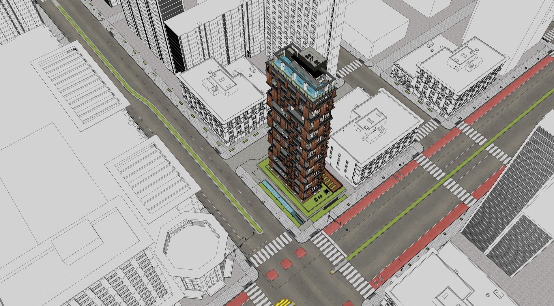 3D Residential Highrise Building Exterior Scene 3D Model - TurboSquid ...