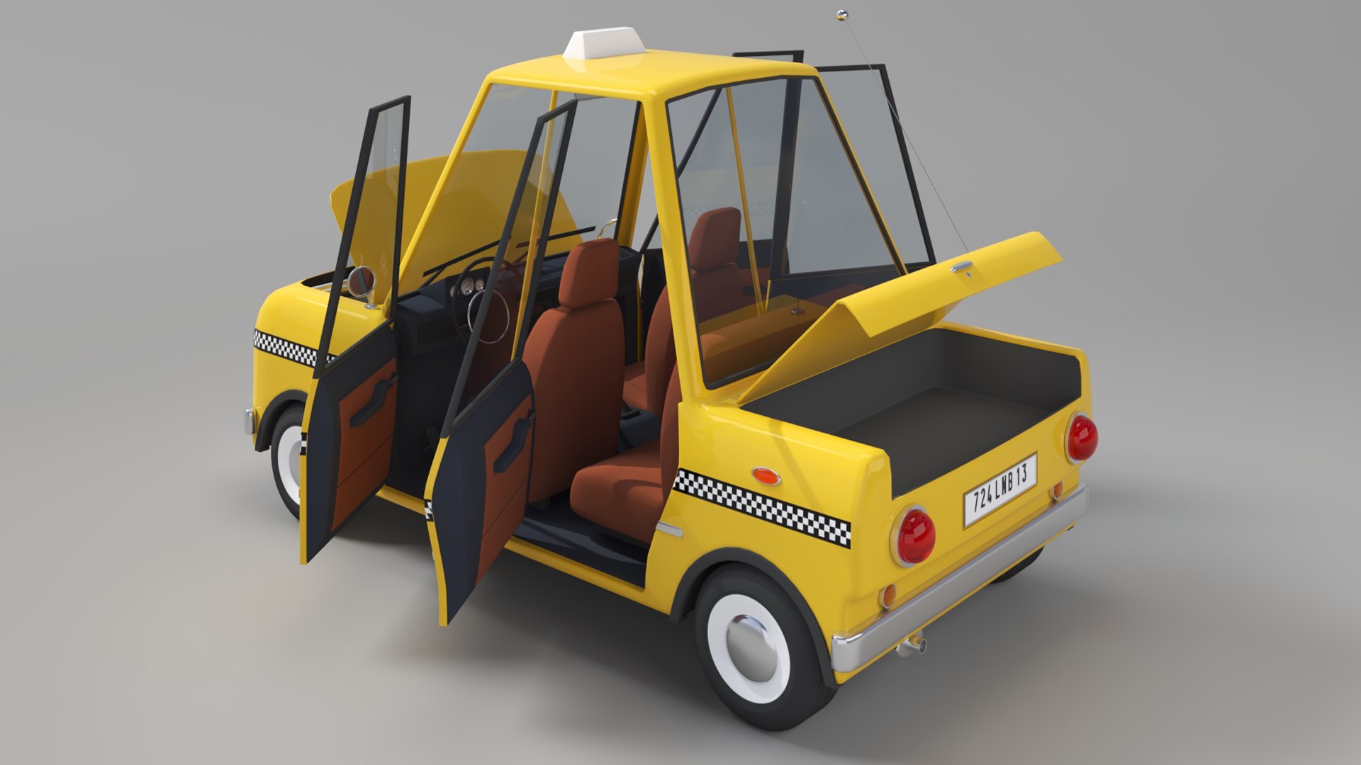 Fun and Stylish 3D Cartoon Taxi Car for Animated Projects 3D ...