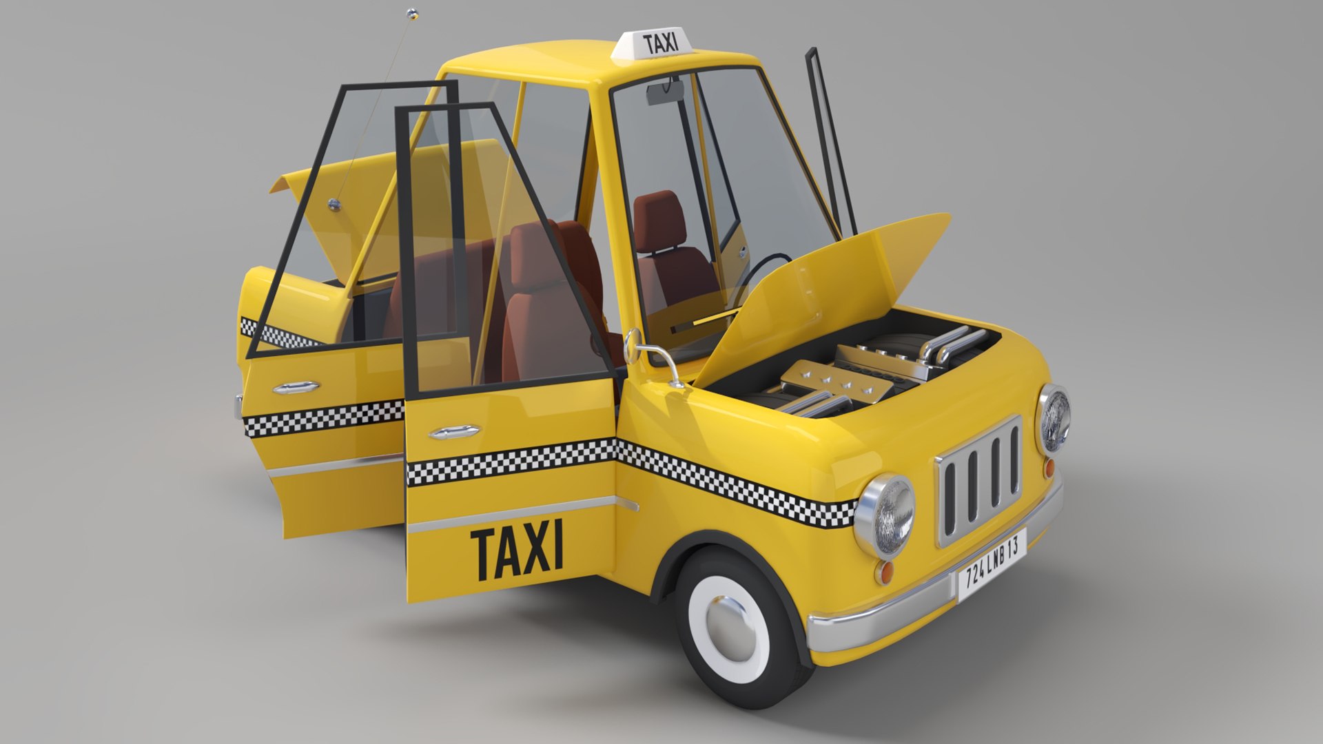 Fun and Stylish 3D Cartoon Taxi Car for Animated Projects 3D ...
