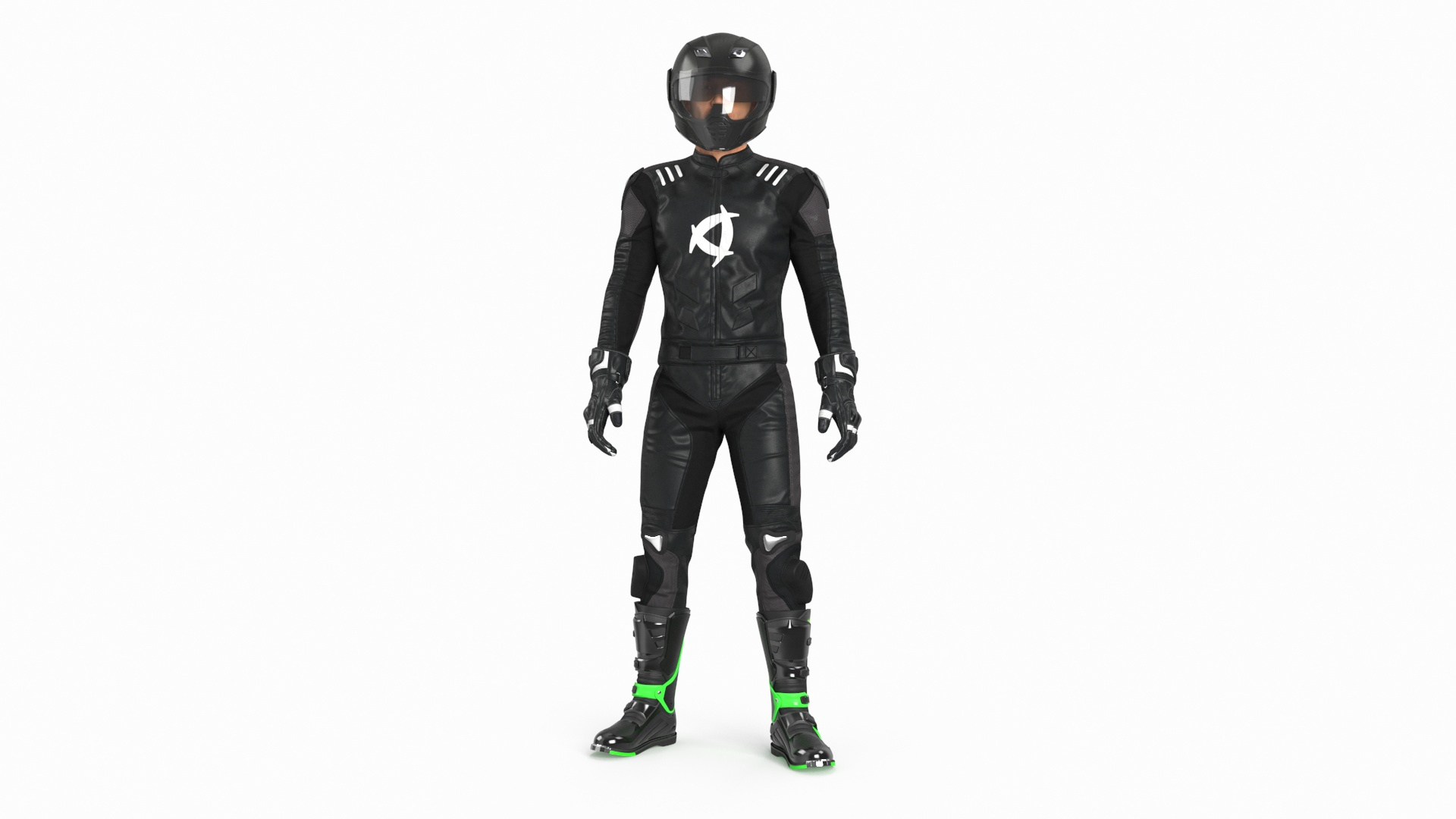 3D Model Motorcycle Rider In Protective Riding Gear Standing ...