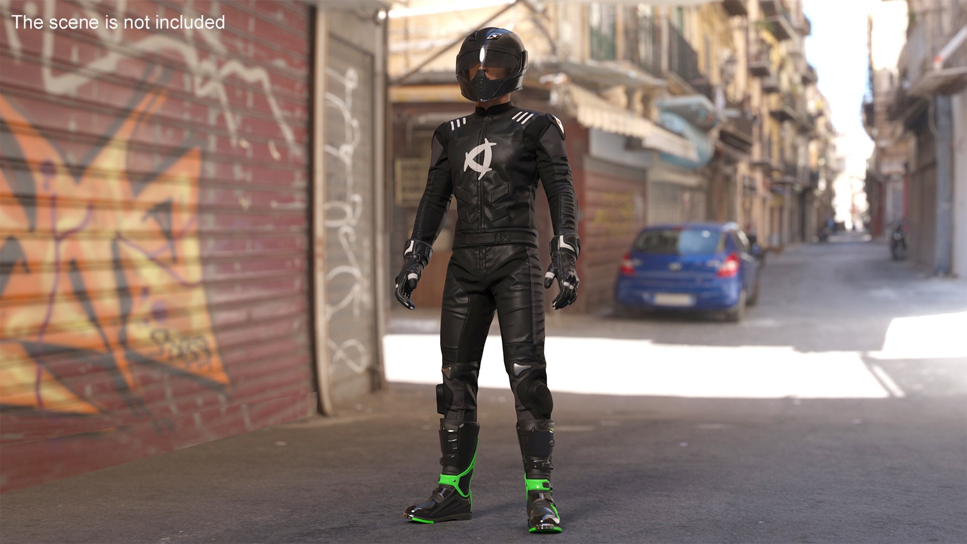 3D Model Motorcycle Rider In Protective Riding Gear Standing ...