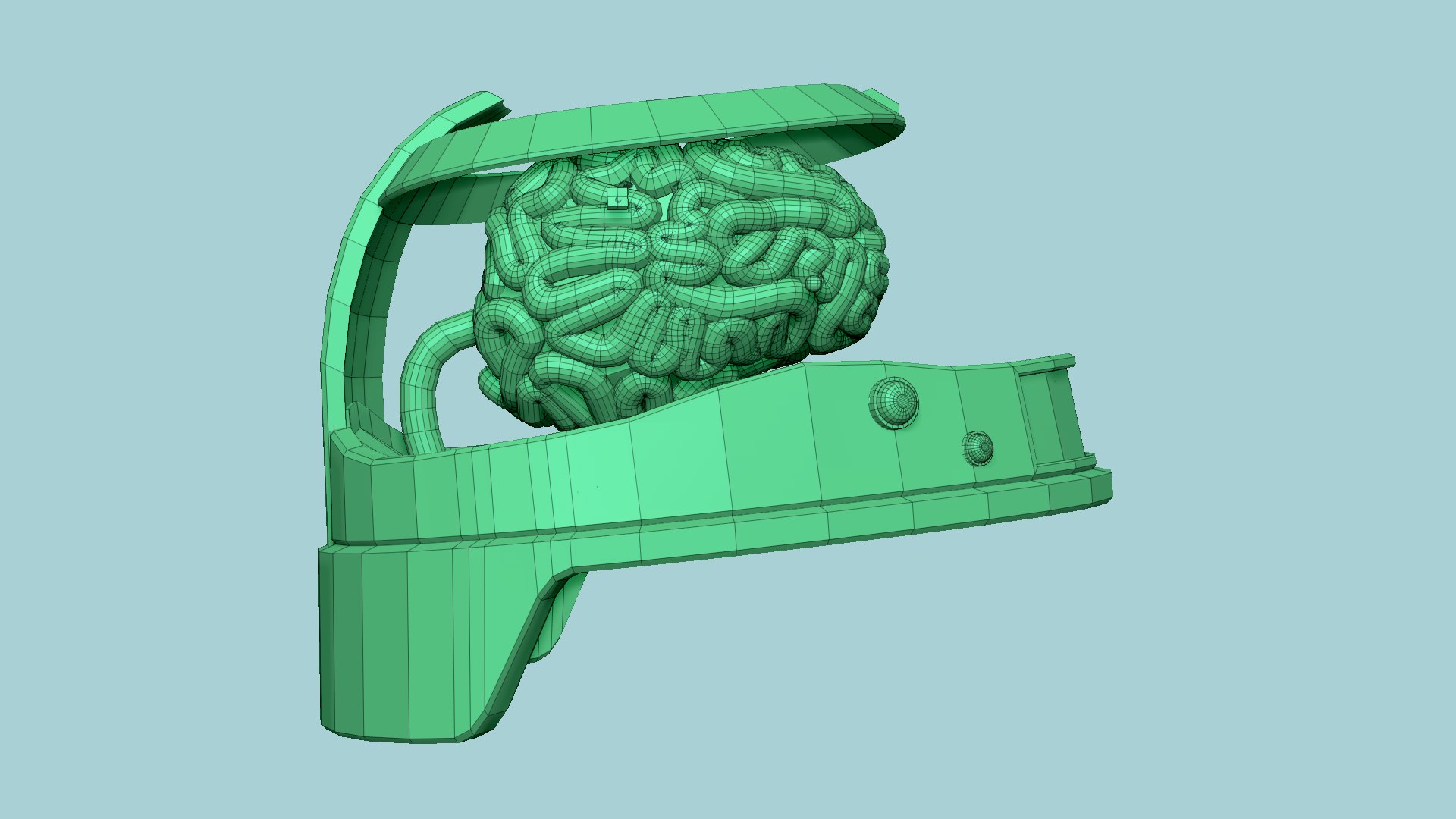 3D SciFi Brain Helmet 07 Blue Cartoon - Character Design Fashion ...