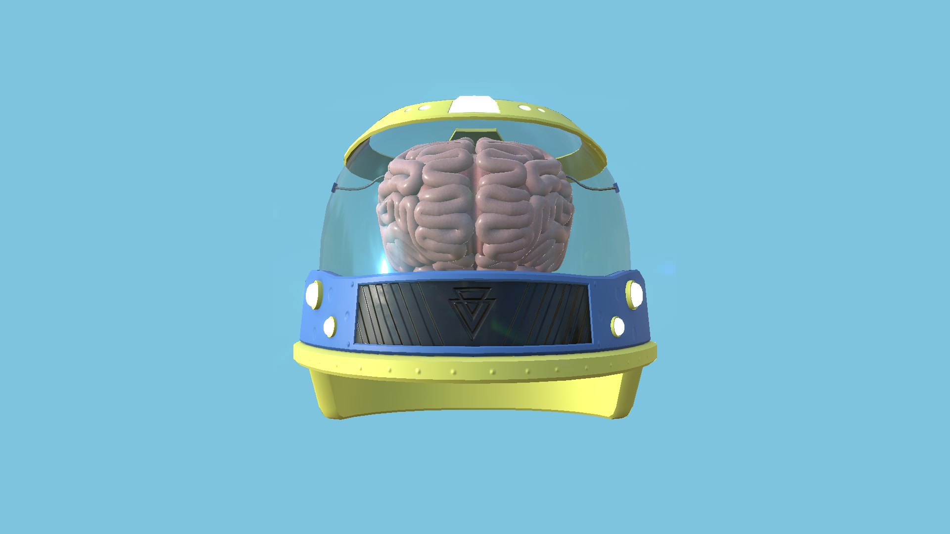3D SciFi Brain Helmet 07 Blue Cartoon - Character Design Fashion ...