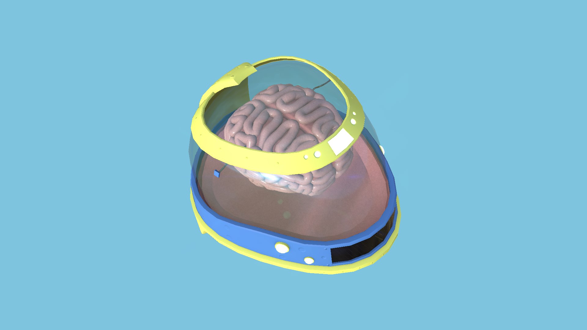 3D SciFi Brain Helmet 07 Blue Cartoon - Character Design Fashion ...