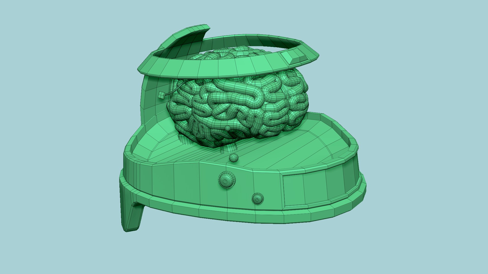 3D SciFi Brain Helmet 07 Blue Cartoon - Character Design Fashion ...