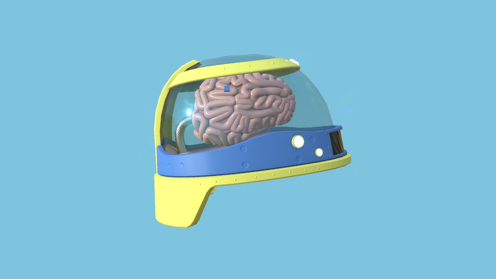 3D SciFi Brain Helmet 07 Blue Cartoon - Character Design Fashion ...