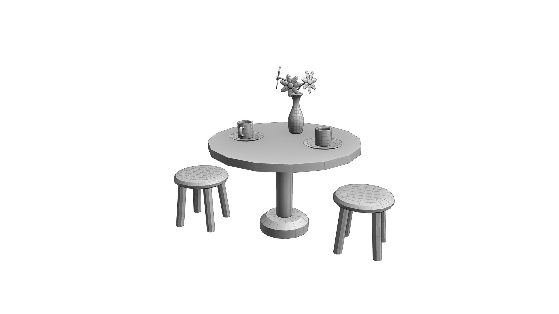 Low Poly Cartoon Table Set 3D Model - TurboSquid 2458898