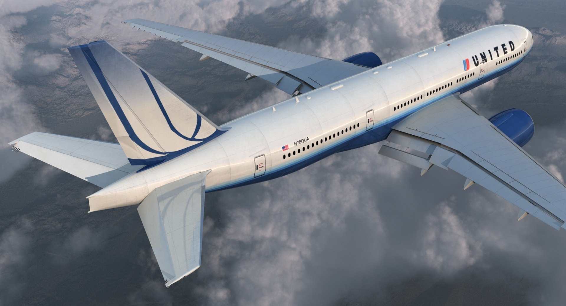 3d Boeing 777-200er United Airlines