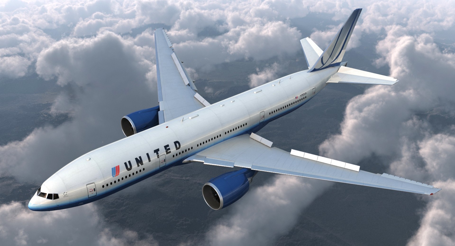 3d Boeing 777-200er United Airlines