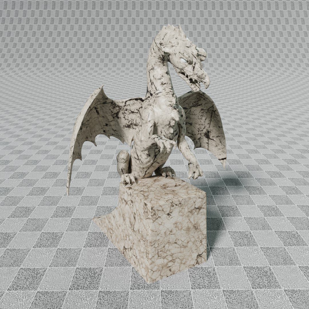 Statue Dragon 3 Poses 3d Obj