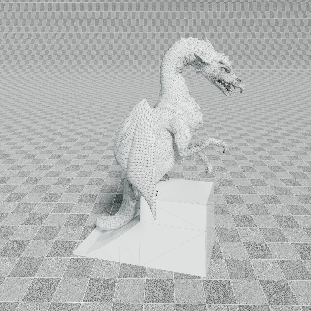 Statue Dragon 3 Poses 3d Obj