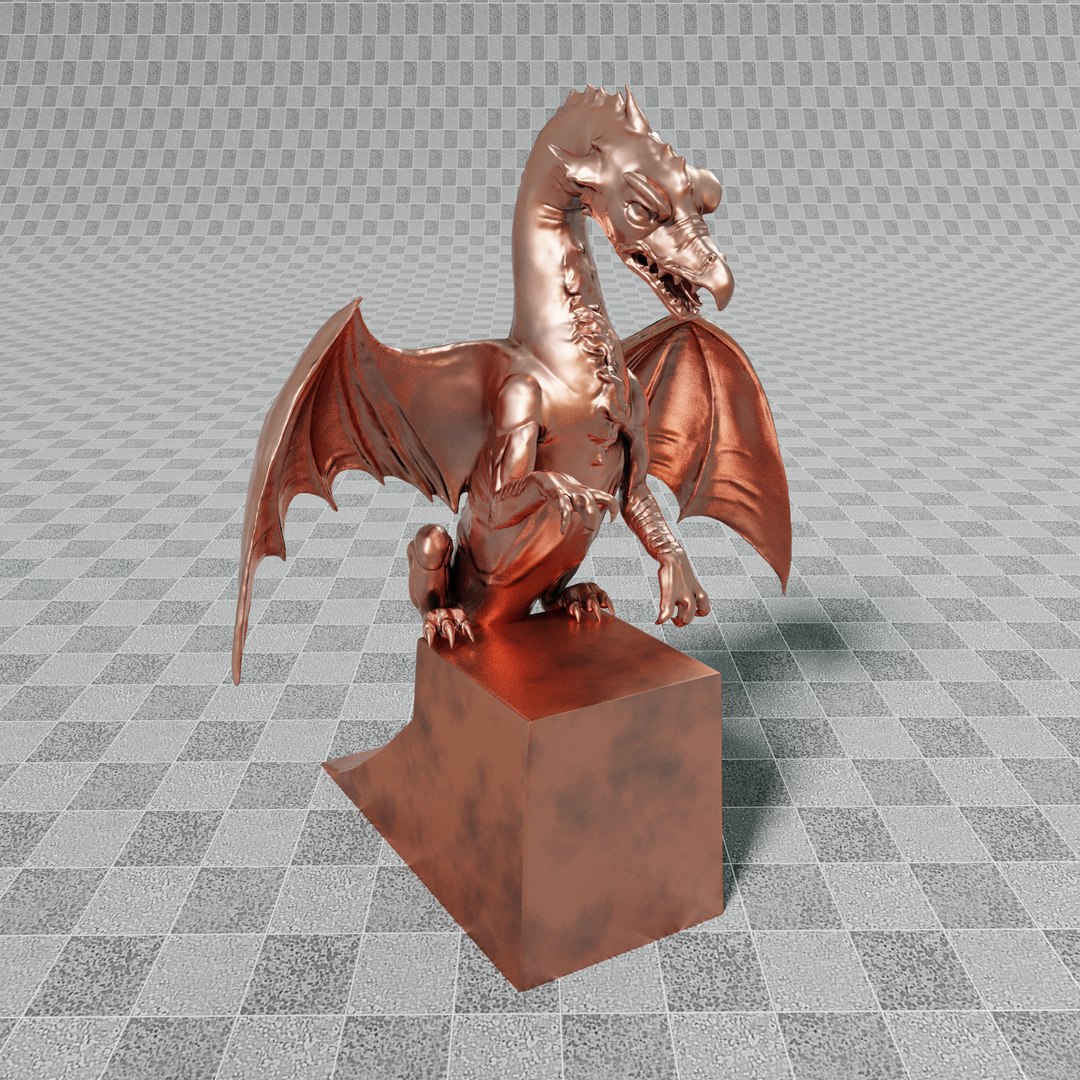Statue Dragon 3 Poses 3d Obj