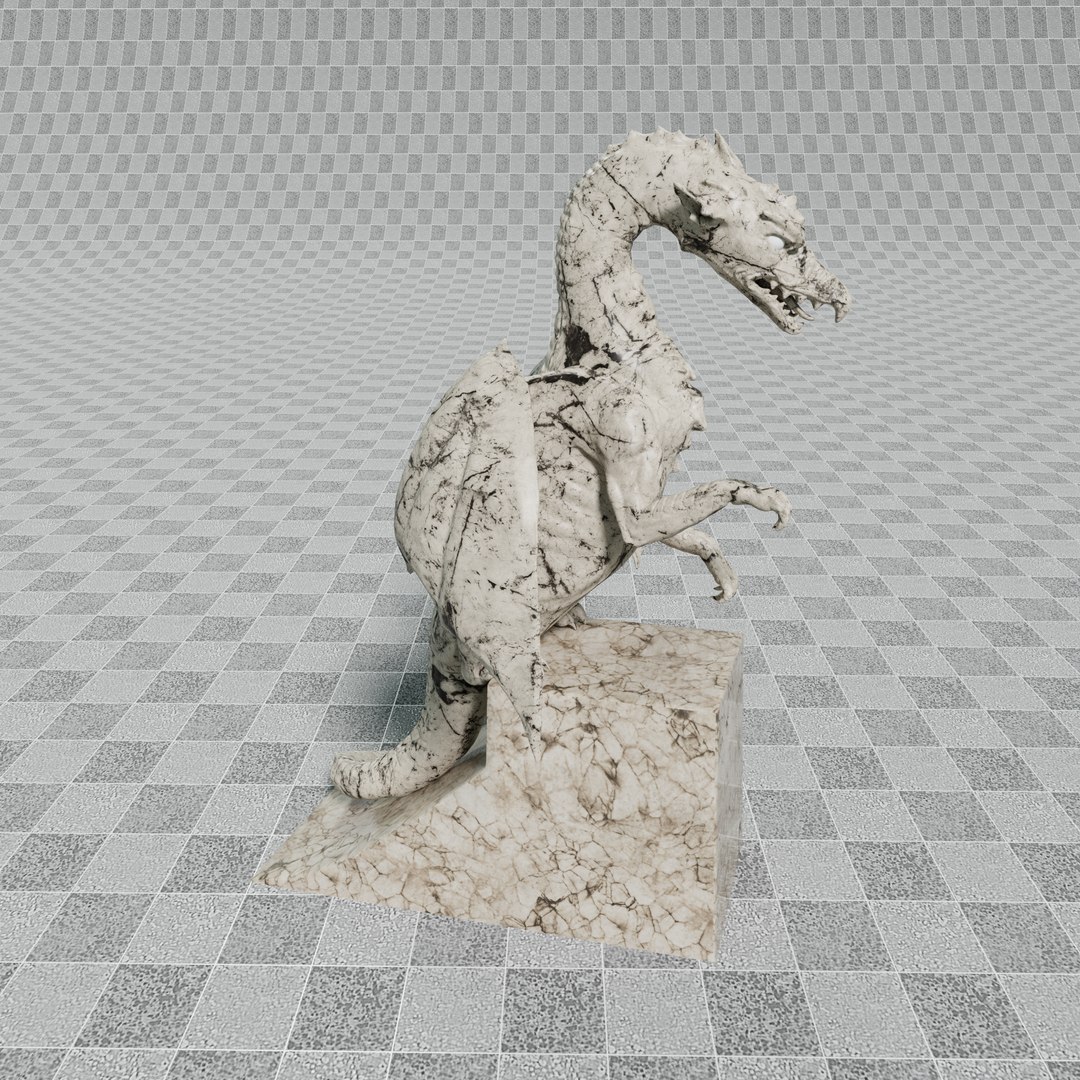 Statue Dragon 3 Poses 3d Obj