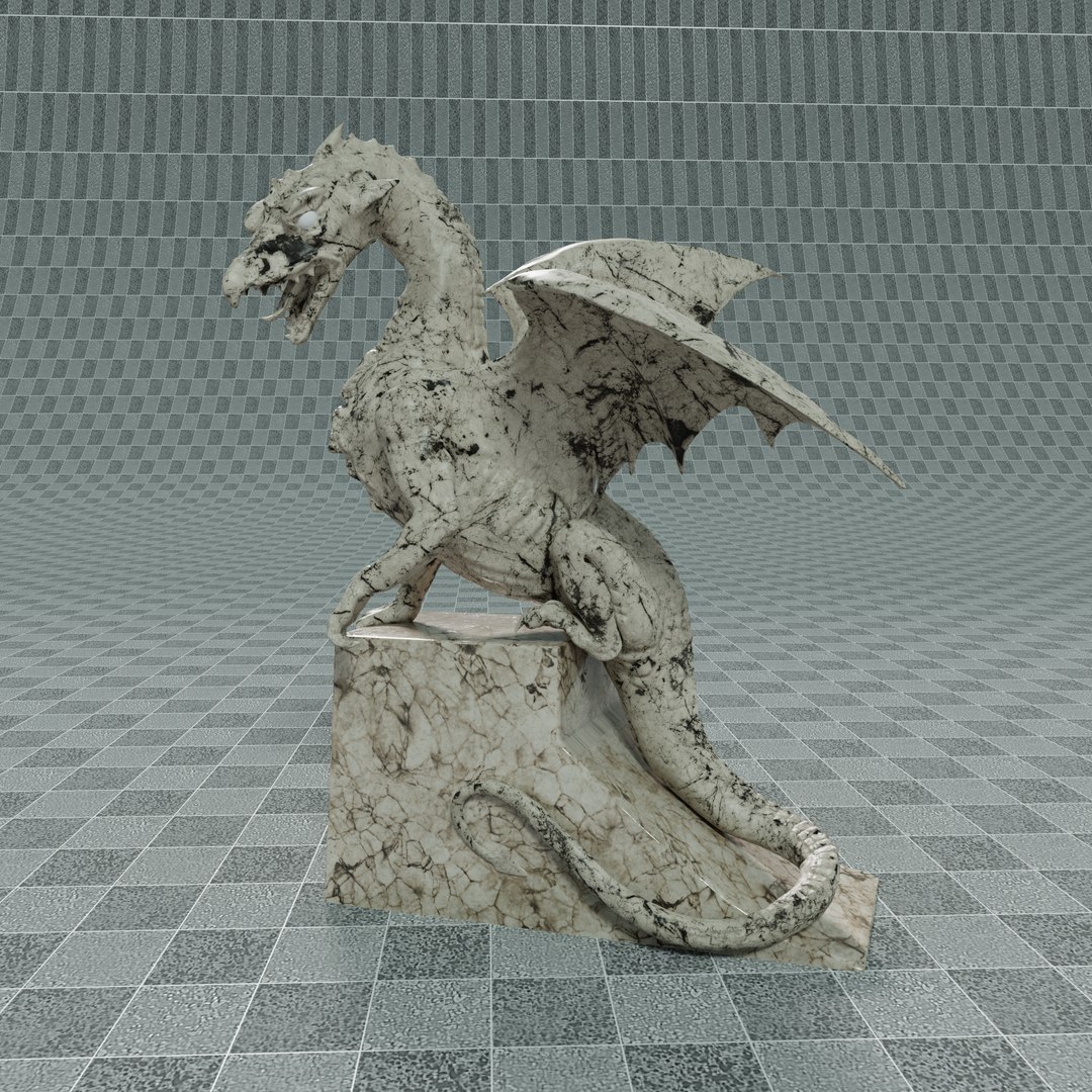 Statue Dragon 3 Poses 3d Obj